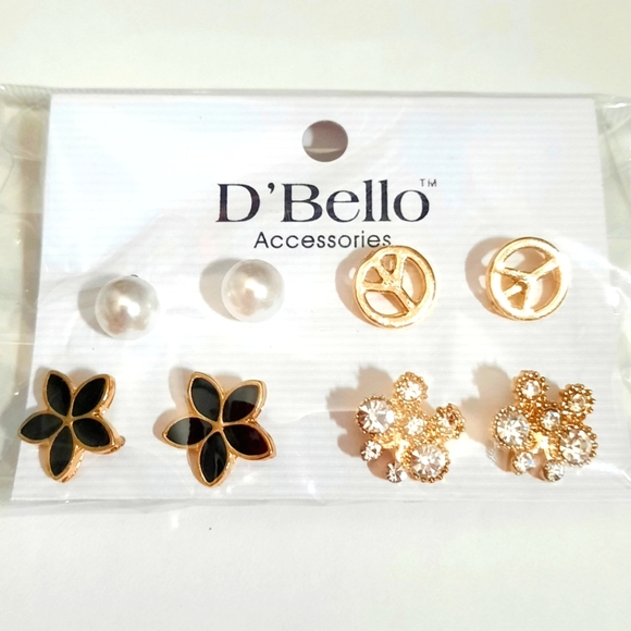 D'Bello | Jewelry | 4 Pairs Spring Pearl Peace Flower Butterfly Stud ...